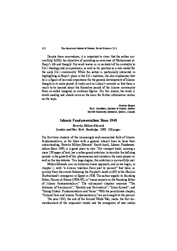 (PDF) Islamic fundamentalism since 1945