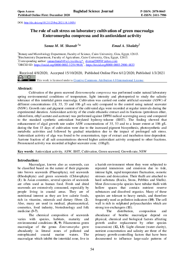 (PDF) The role of salt stress on laboratory cultivation of green ...