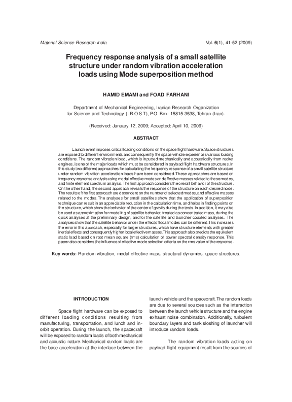 (PDF) Frequency response analysis of a small satellite structure under random vibration ...