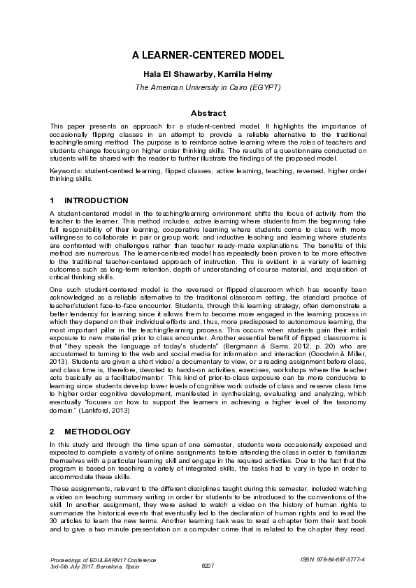 (PDF) A Learner-Centered Model