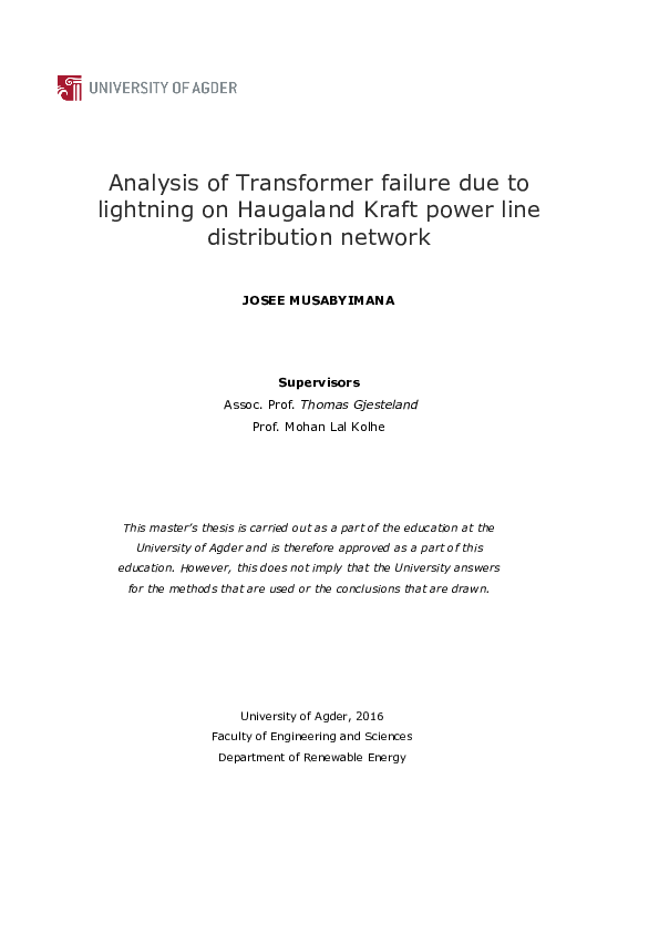 (PDF) Analysis of Transformer failure due to lightning on Haugaland ...