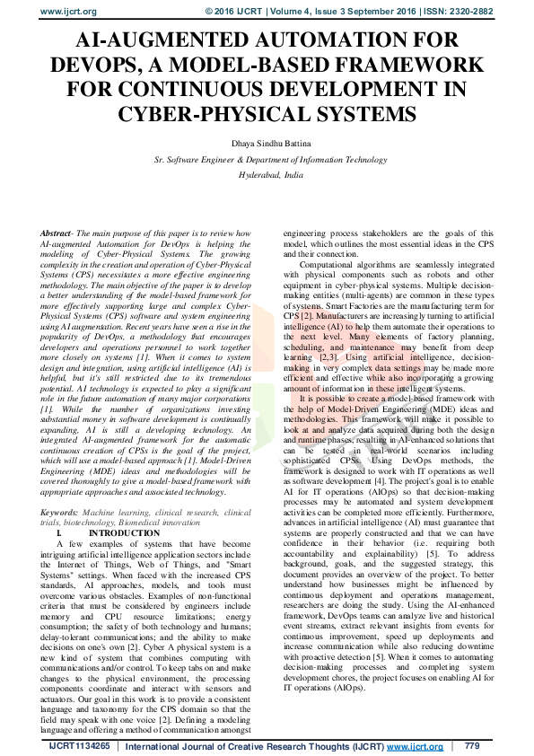 (PDF) AI-AUGMENTED AUTOMATION FOR DEVOPS, A MODEL-BASED FRAMEWORK FOR CONTINUOUS DEVELOPMENT IN ...