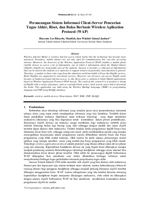 (PDF) Perancangan Sistem Informasi Client-Server Pencarian Tugas Akhir, Riset, Dan Buku Berbasis ...