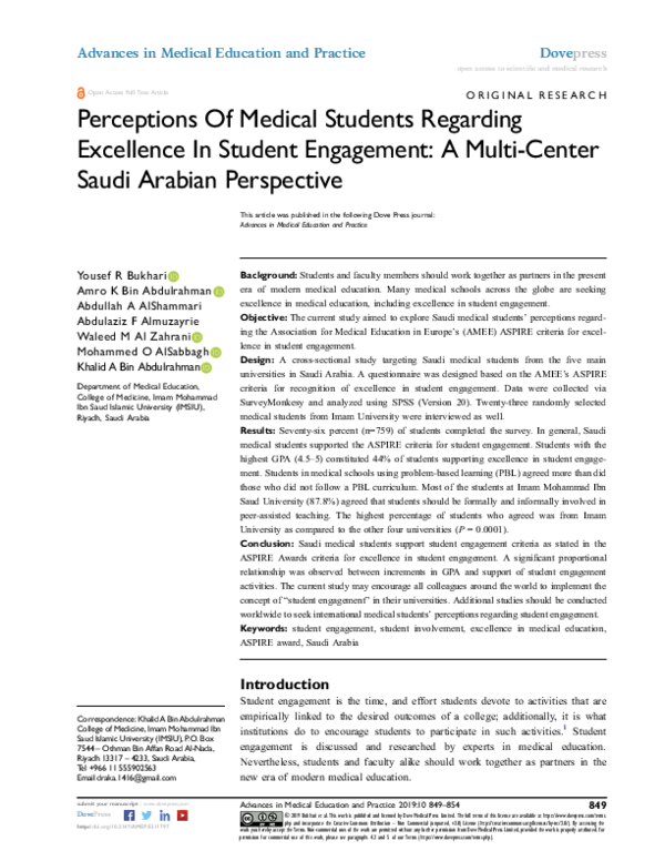 (PDF) Perceptions Of Medical Students Regarding Excellence In Student ...