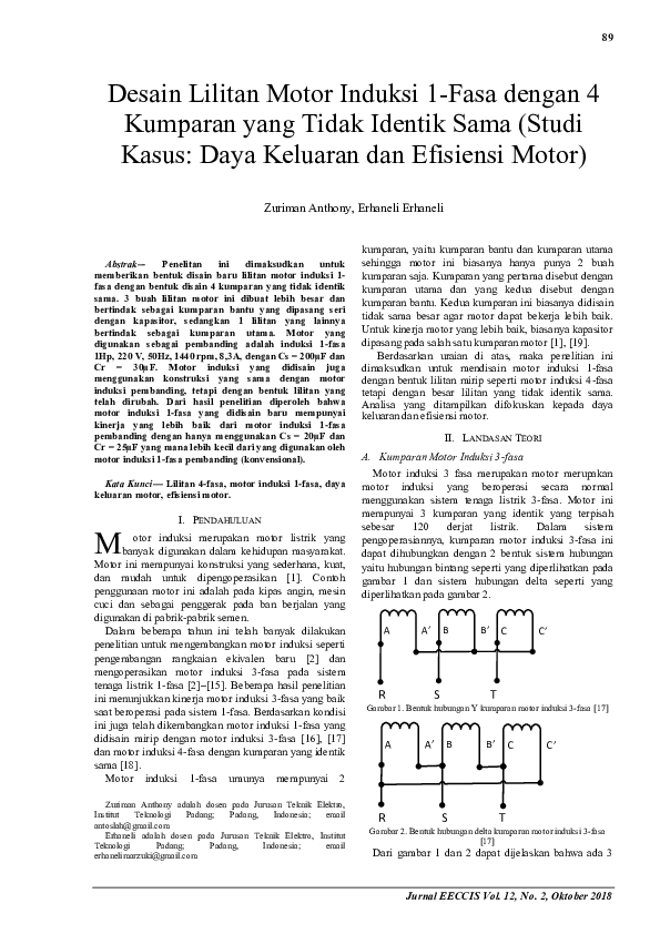 (PDF) Desain Lilitan Motor Induksi 1-Fasa dengan 4 Kumparan yang Tidak ...