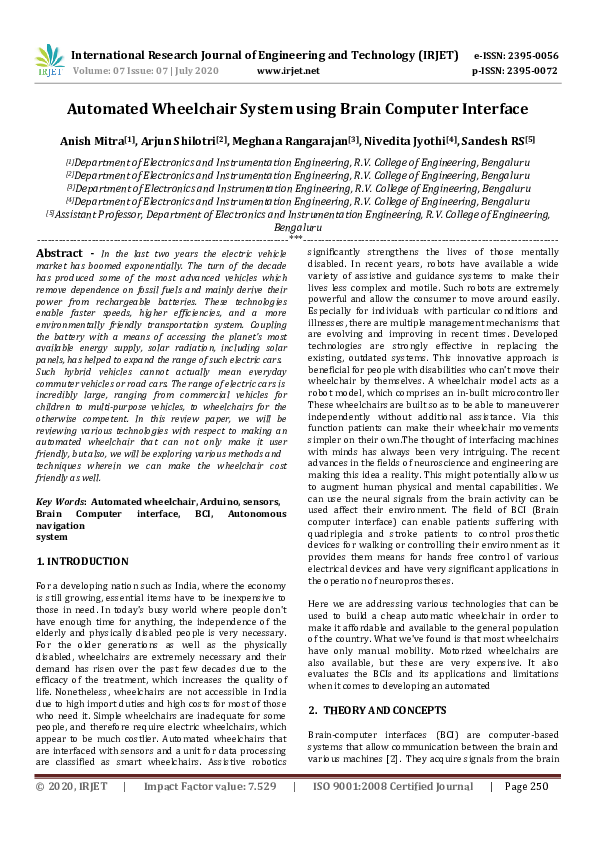 Pdf Automated Wheelchair System Using Brain Computer Interface
