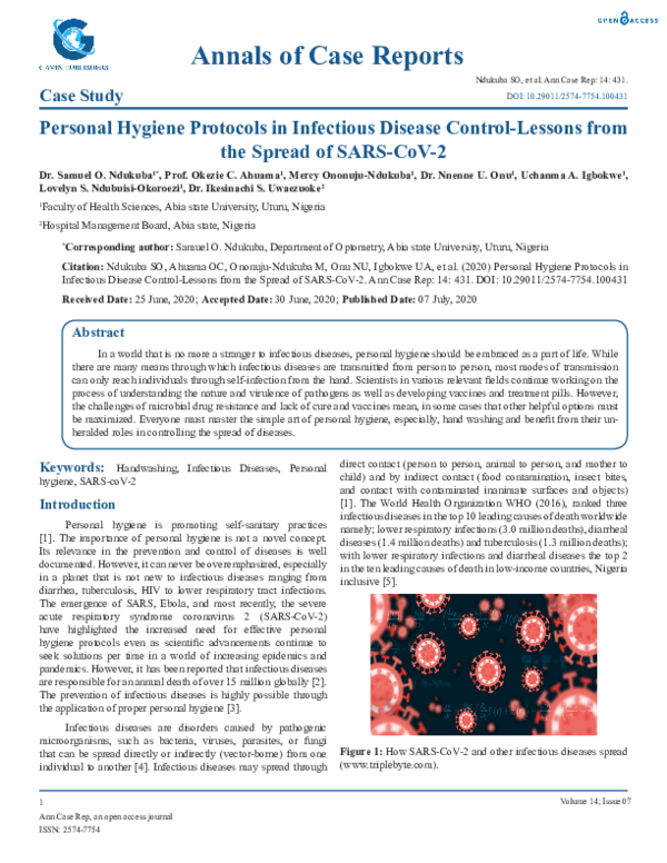 (PDF) Personal Hygiene Protocols in Infectious Disease Control-Lessons ...