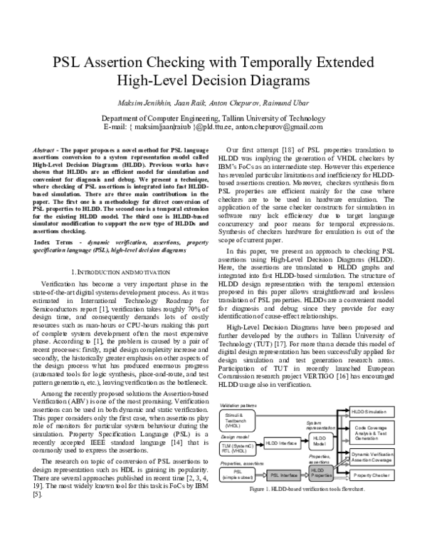 (PDF) PSL Assertion Checking Using Temporally Extended High-Level Decision Diagrams
