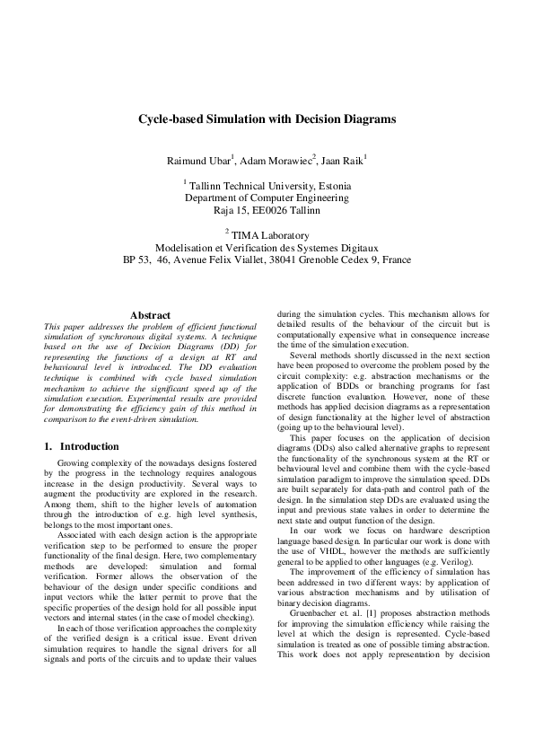 (PDF) Cycle-based simulation with decision diagrams