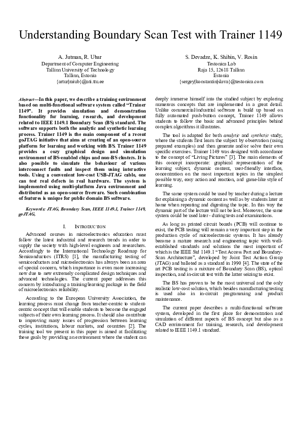 (PDF) Understanding Boundary Scan test with Trainer 1149