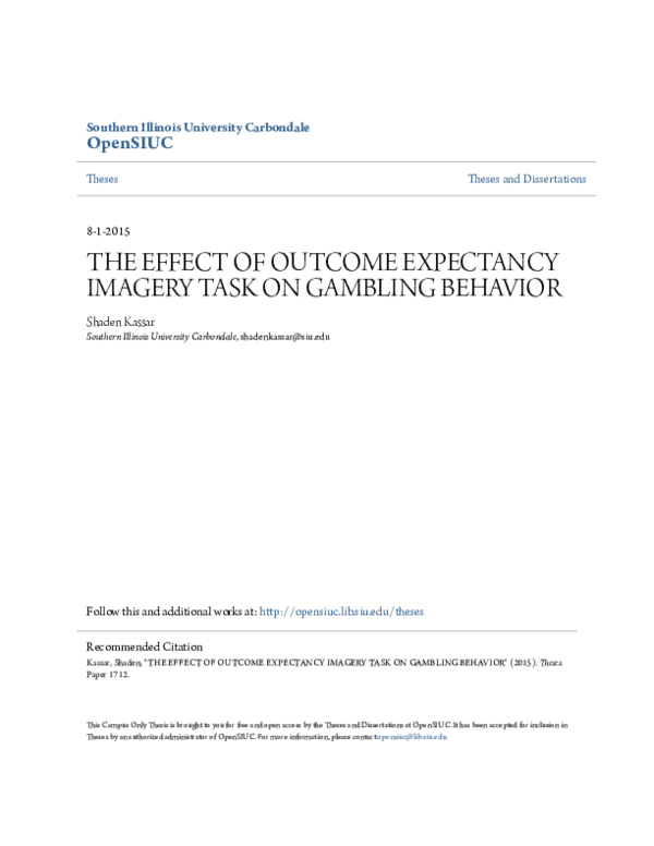 (PDF) THE EFFECT OF OUTCOME EXPECTANCY IMAGERY TASK ON GAMBLING BEHAVIOR
