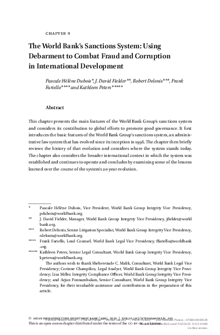 (PDF) The World Bank’s Sanctions System: Using Debarment to Combat ...