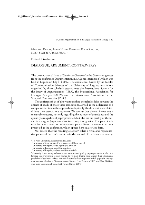 (PDF) SComS: Argumentation in Dialogic Interaction (2005) 1-20 | Andrea ...