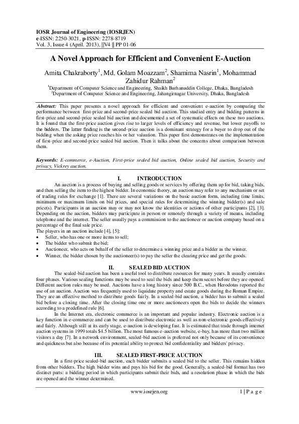 (PDF) A Novel Approach for Efficient and Convenient E-Auction