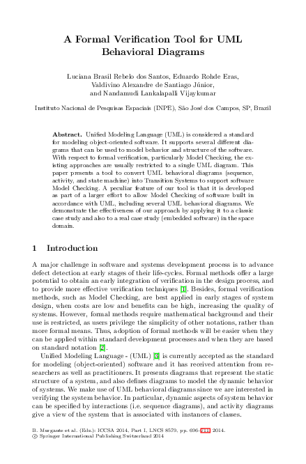 Pdf A Formal Verification Tool For Uml Behavioral Diagrams