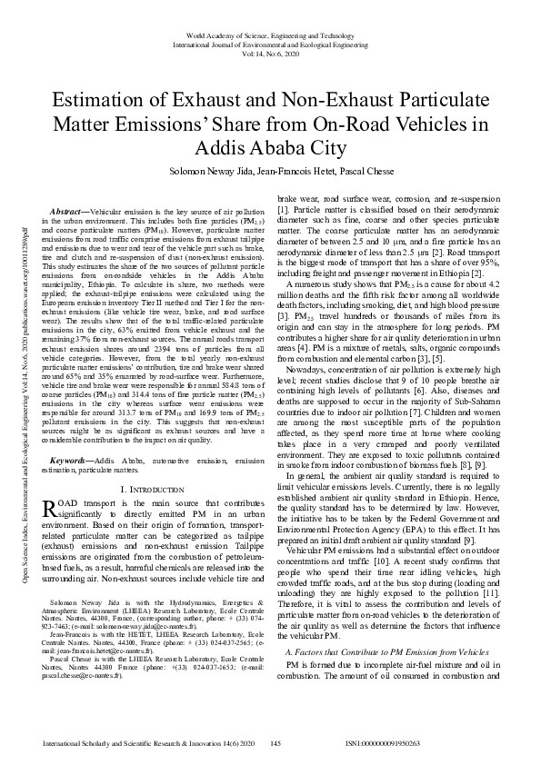 Estimation of Exhaust and Non-Exhaust Particulate Matter Emissions ...
