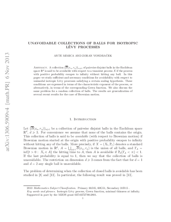 (PDF) Unavodiable collections of balls for isotropic L\'{e}vy processes