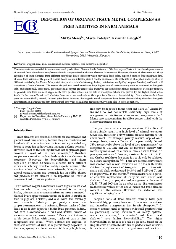 (PDF) Deposition of Organic Trace Metal Complexes as Feed Additives in ...