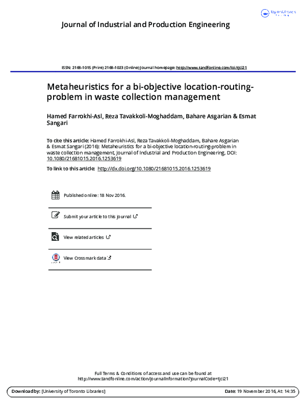 (PDF) Metaheuristics for a bi-objective location-routing-problem in ...