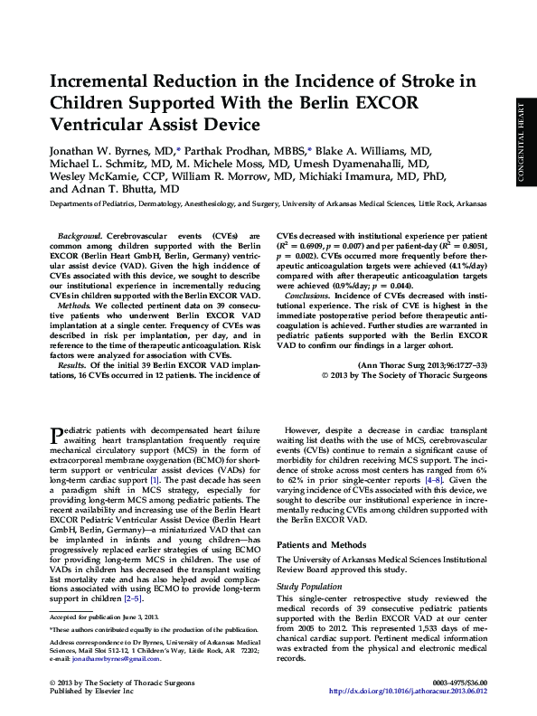 (PDF) Incremental reduction in the incidence of stroke in children ...