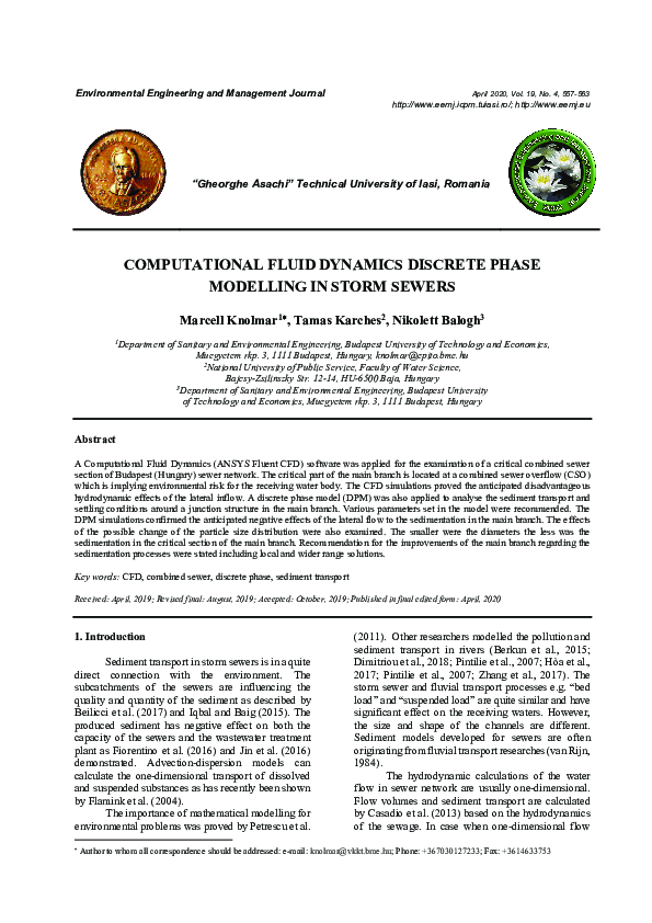 (PDF) Computational Fluid Dynamics Discrete Phase Modelling in Storm Sewers