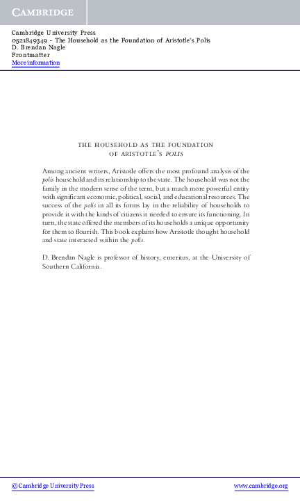 (PDF) The Household as the Foundation of Aristotle's Polis