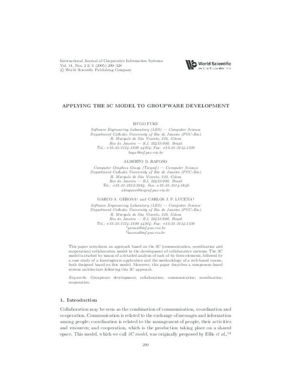 (PDF) Applying the 3C Model to Groupware Development