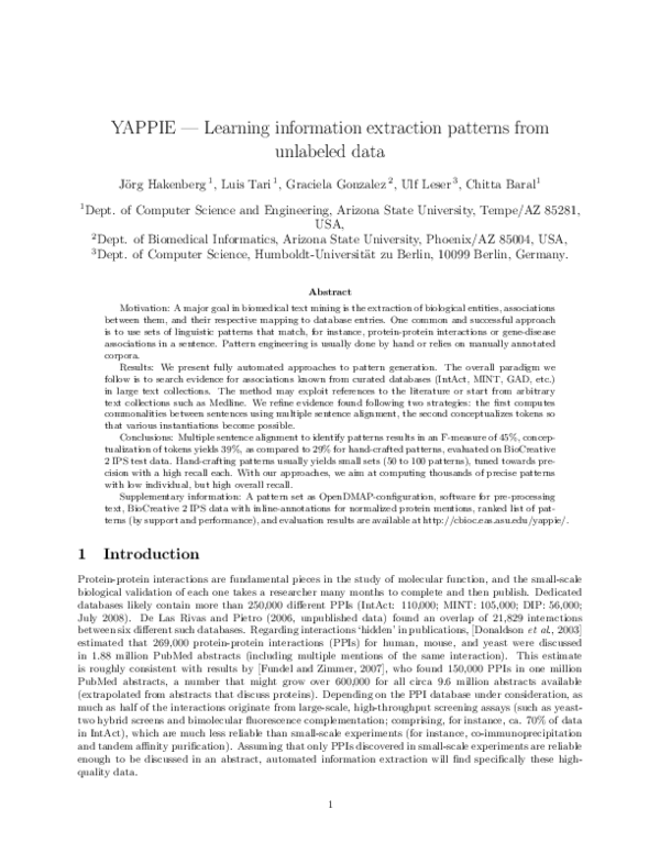 (PDF) YAPPIE—Learning information extraction patterns from unlabeled data