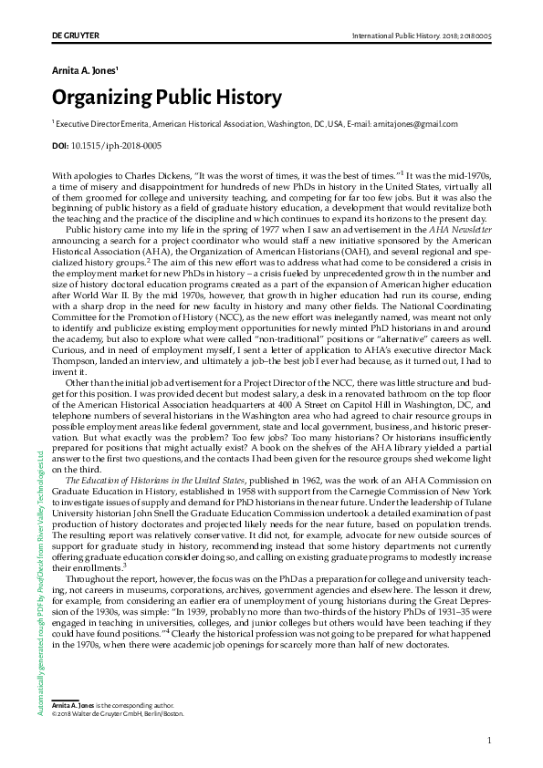 (PDF) Organizing Public History