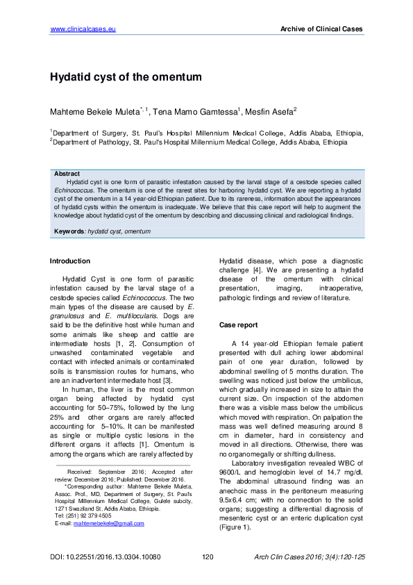 (PDF) Archive of Clinical Cases | Mahteme Bekele Muleta - Academia.edu