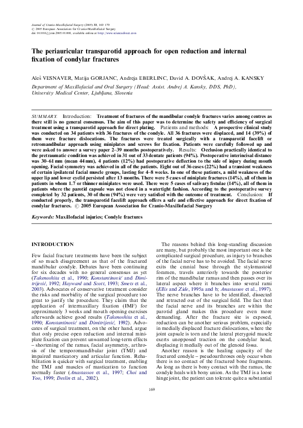 (PDF) The periauricular transparotid approach for open reduction and ...