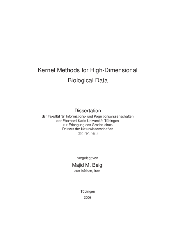 (PDF) Kernel Methods for High-Dimensional Biological Data