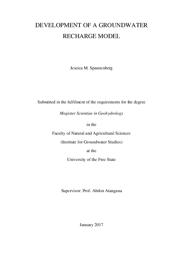 (PDF) Development of a groundwater recharge model