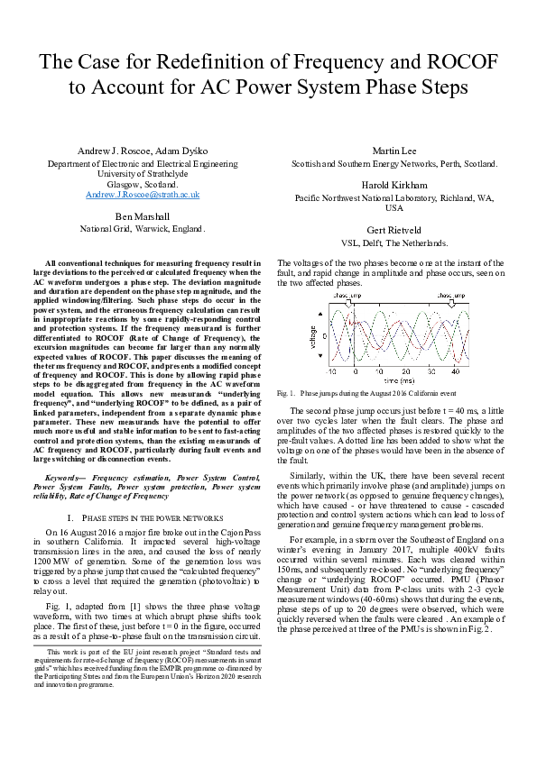 (PDF) The Case for Redefinition of Frequency and ROCOF to Account for ...