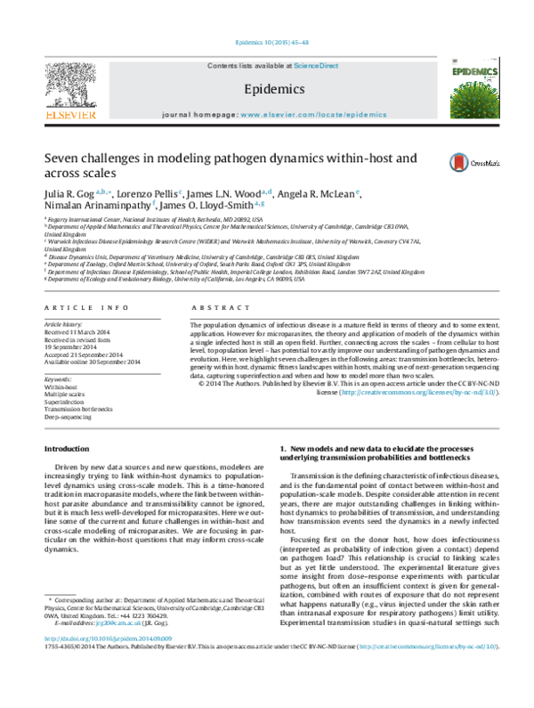 (PDF) Seven challenges in modeling pathogen dynamics within-host and ...