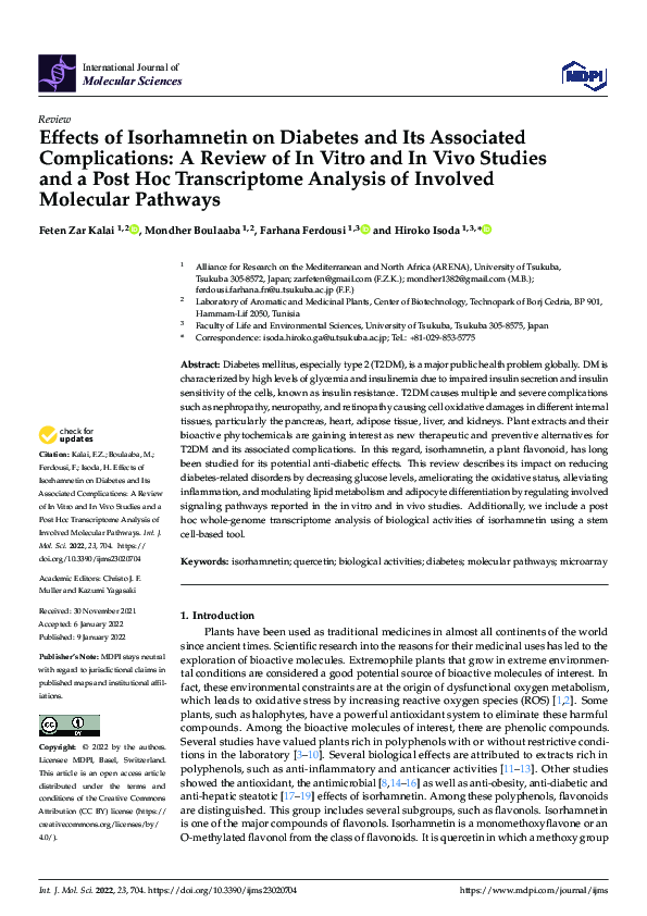 (PDF) Effects of Isorhamnetin on Diabetes and Its Associated ...