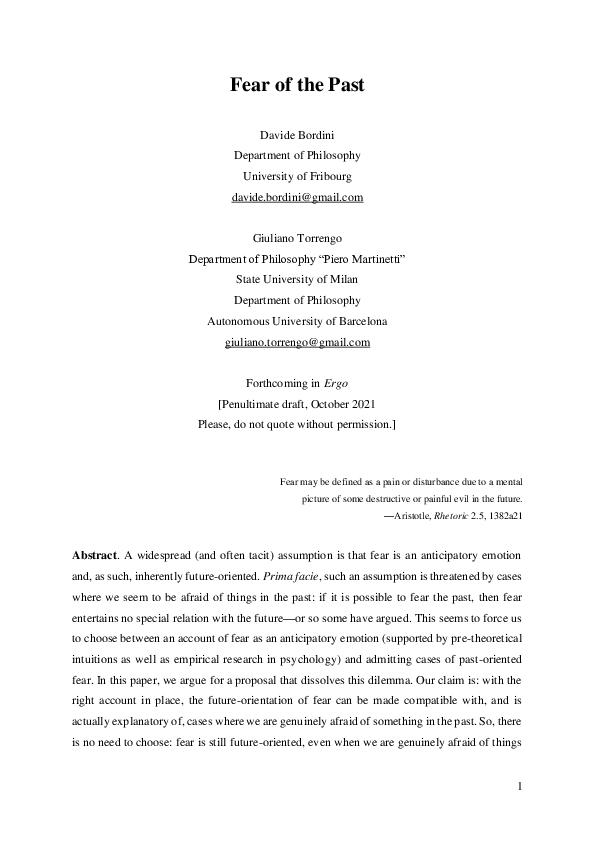 (PDF) Fear of the Past