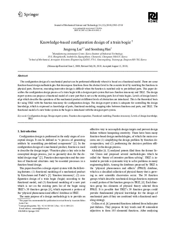 (PDF) Knowledge-based configuration design of a train bogie
