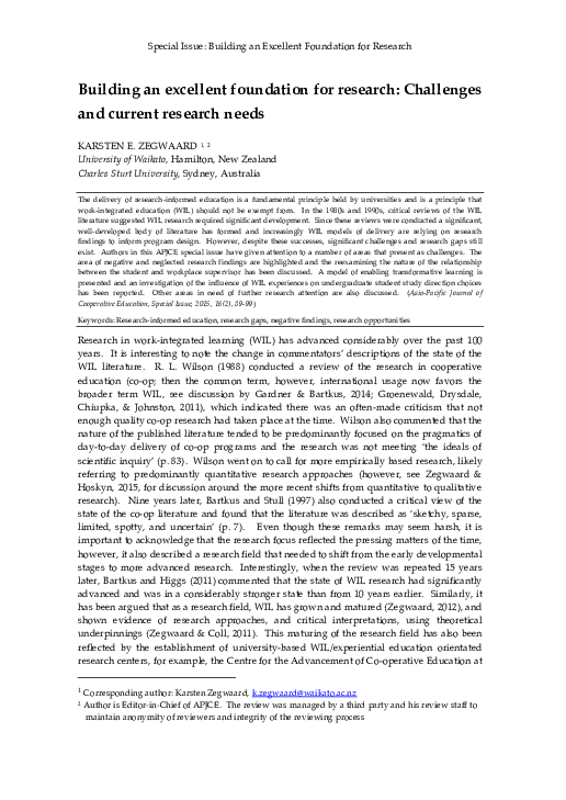 (PDF) Building an excellent foundation for research: Challenges and ...