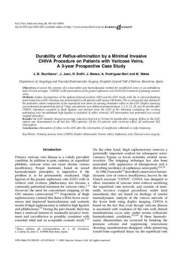 (PDF) Durability of reflux-elimination by a minimal invasive CHIVA ...