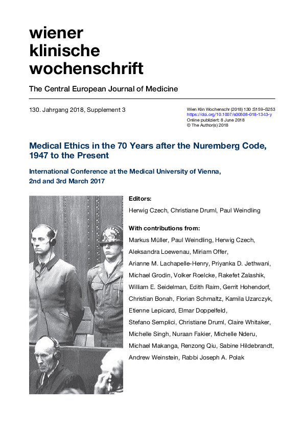 (PDF) Medical Ethics in the 70 Years after the Nuremberg Code, 1947 to ...