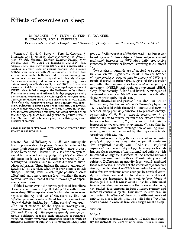 (PDF) Effects of exercise on sleep