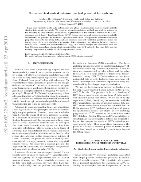 (PDF) Force-matched embedded-atom method potential for niobium ...