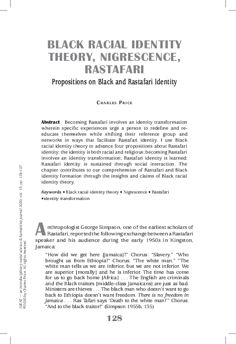 (PDF) BLACK RACIAL IDENTITY THEORY, NIGRESCENCE, RASTAFARI ...