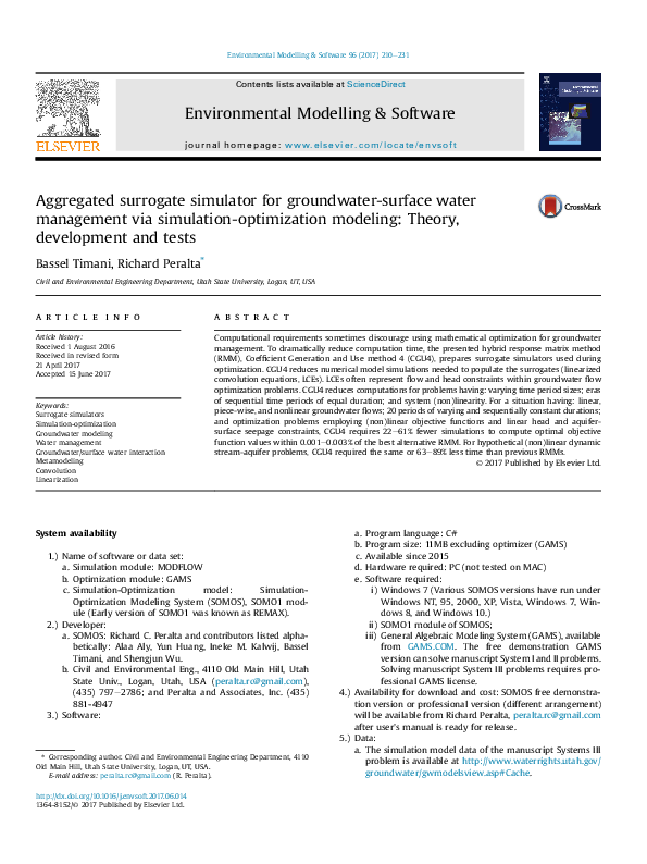 (PDF) Aggregated surrogate simulator for groundwater-surface water management via simulation ...