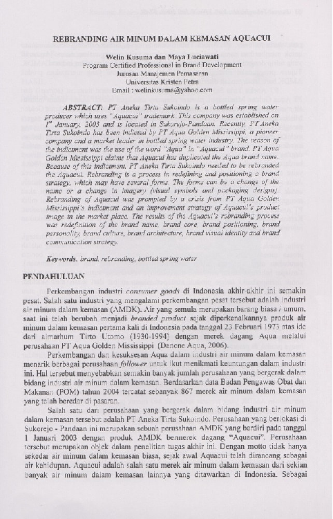 (PDF) Rebranding Air Minum Dalam Kemasan Aquacui