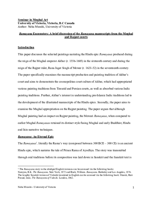 (PDF) Ramayana Encounters: A brief discussion of the Ramayana ...