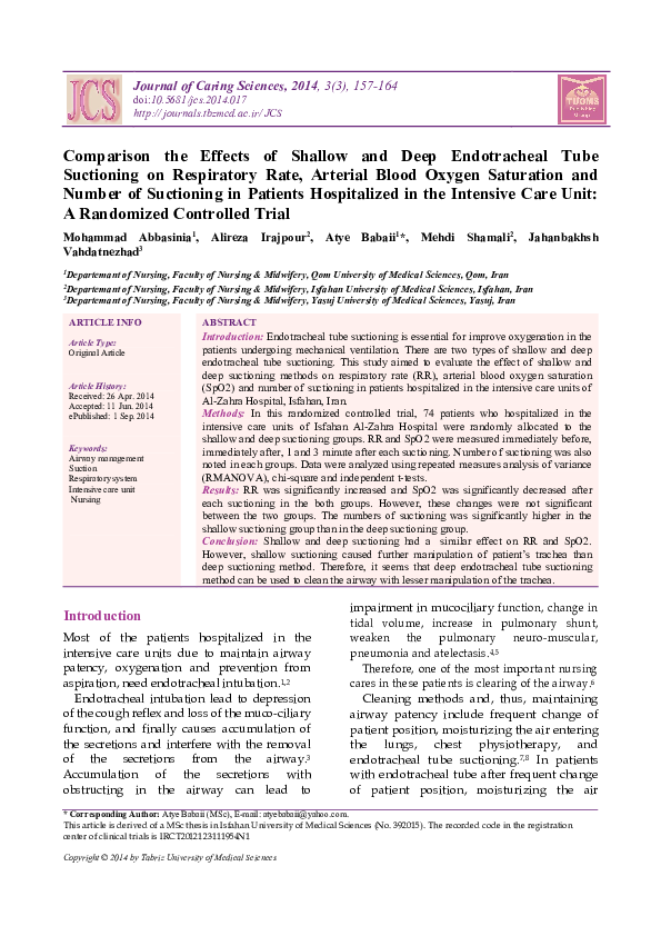 (PDF) Comparison the effects of shallow and deep endotracheal tube ...