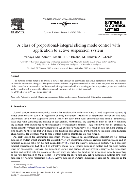 (PDF) A class of proportional-integral sliding mode control with ...