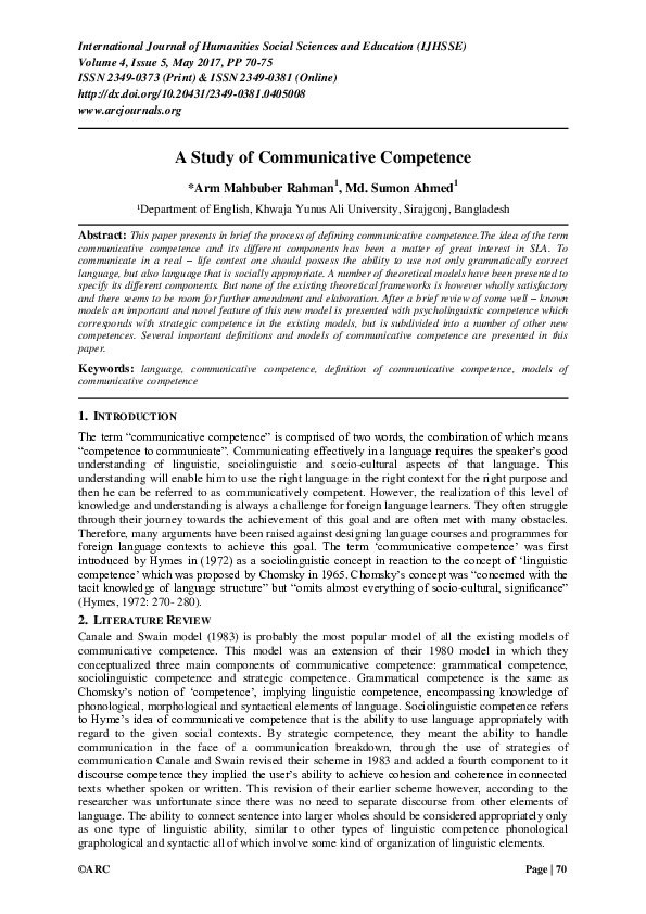 (PDF) A Study of Communicative Competence